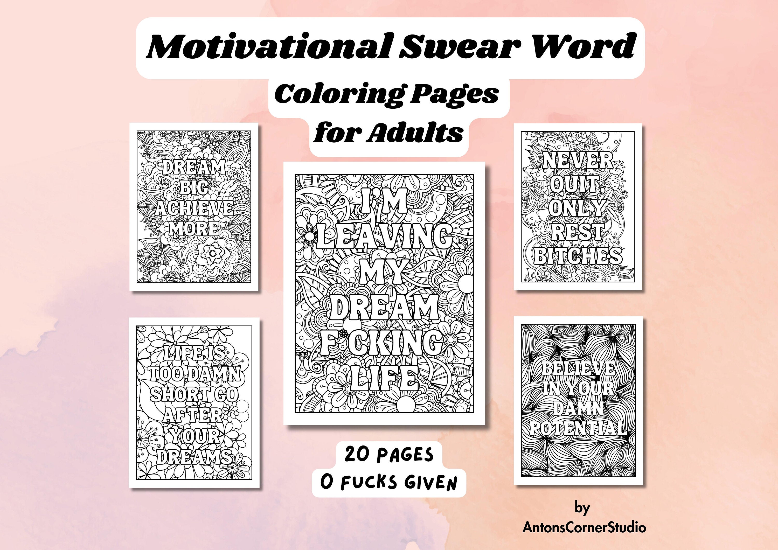 Motivational Swear Word Coloring Pages for Adults Printable PDF Funny ...