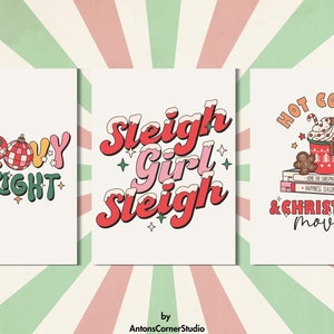 Retro Christmas Cards Printable Pack for Greetings and Invitation 10 ...