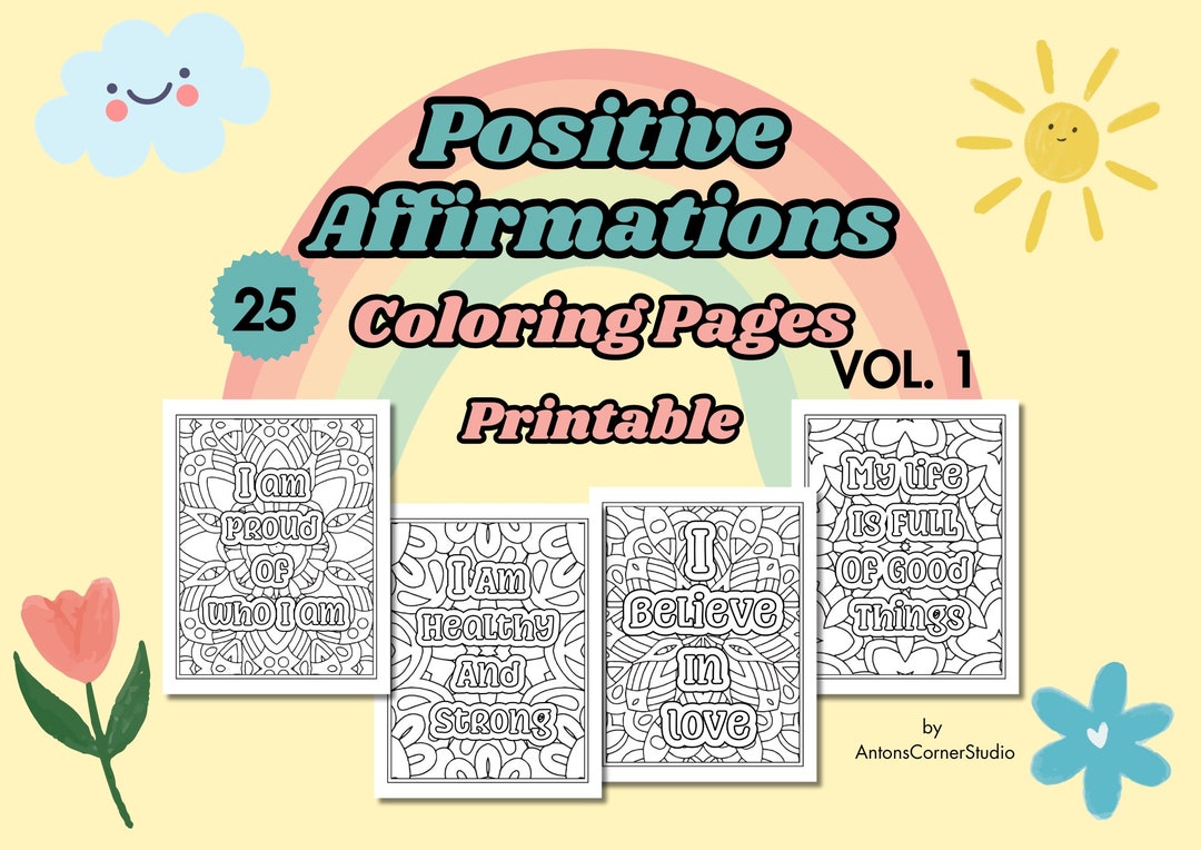 Positive Affirmations for Kids and Adults 25 Coloring Pages Affirmation ...