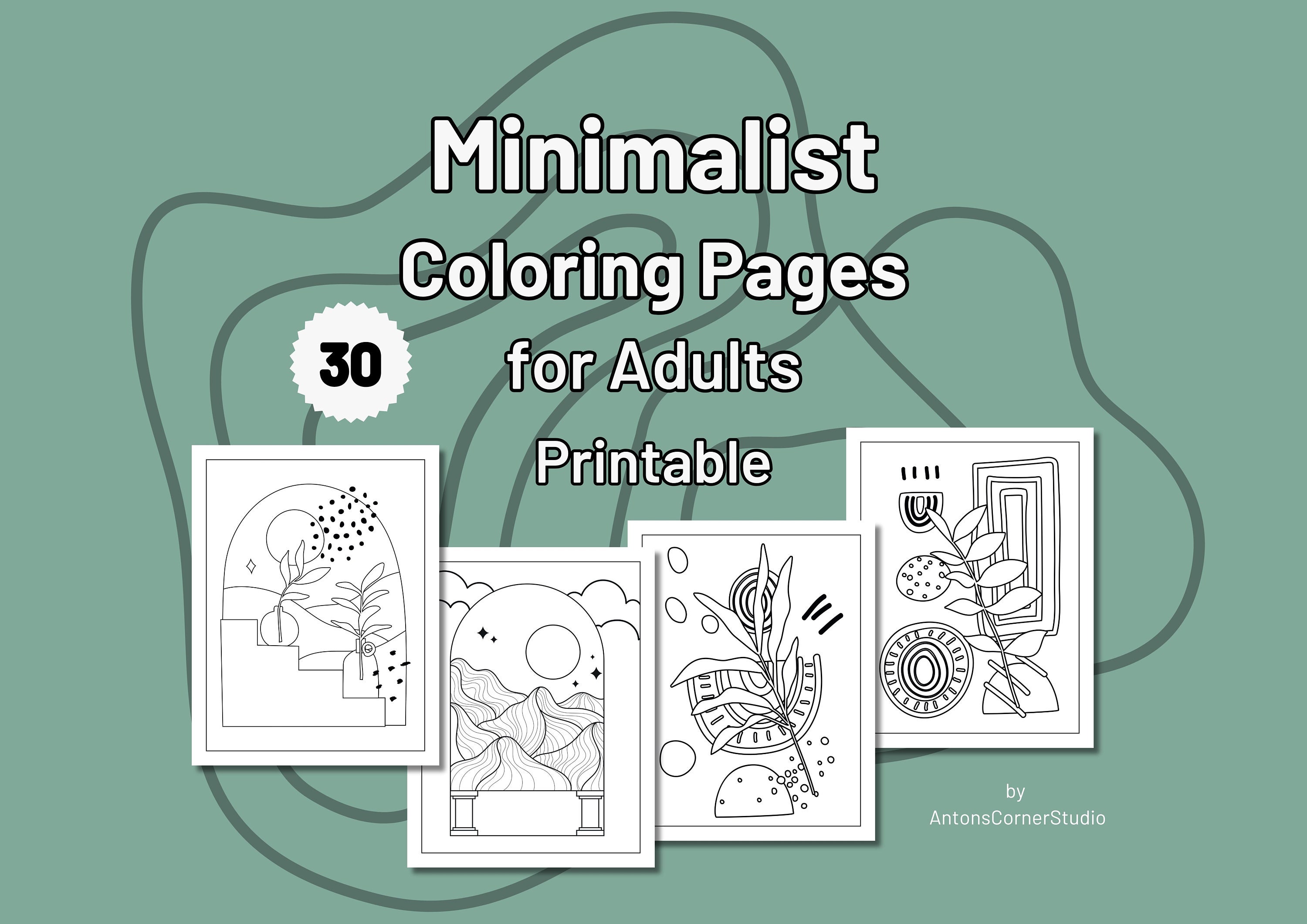 Minimalist Coloring Pages for Adults Teens 30 Simple - Etsy