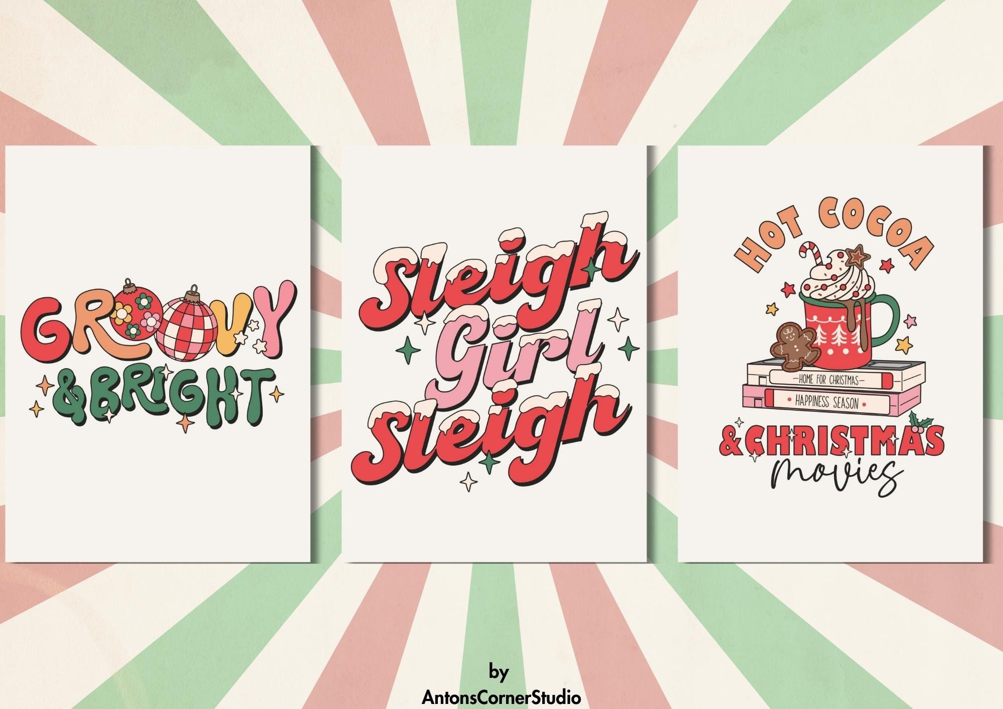 Retro Christmas Cards Printable Pack for Greetings and - Etsy