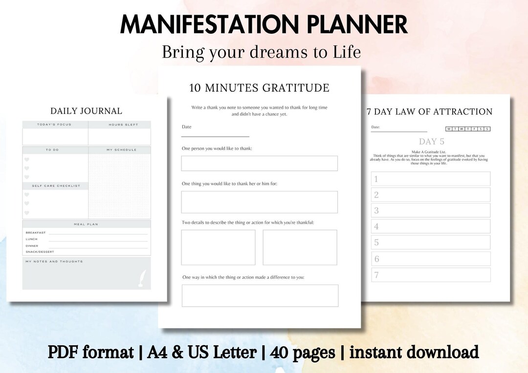 Manifestation Journal Printable Law of Attraction Planner - Etsy