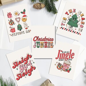 Retro Christmas Cards Printable Pack for Greetings and Invitation 10 ...