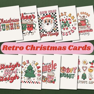 Retro Christmas Cards Printable Pack for Greetings and Invitation 10 ...