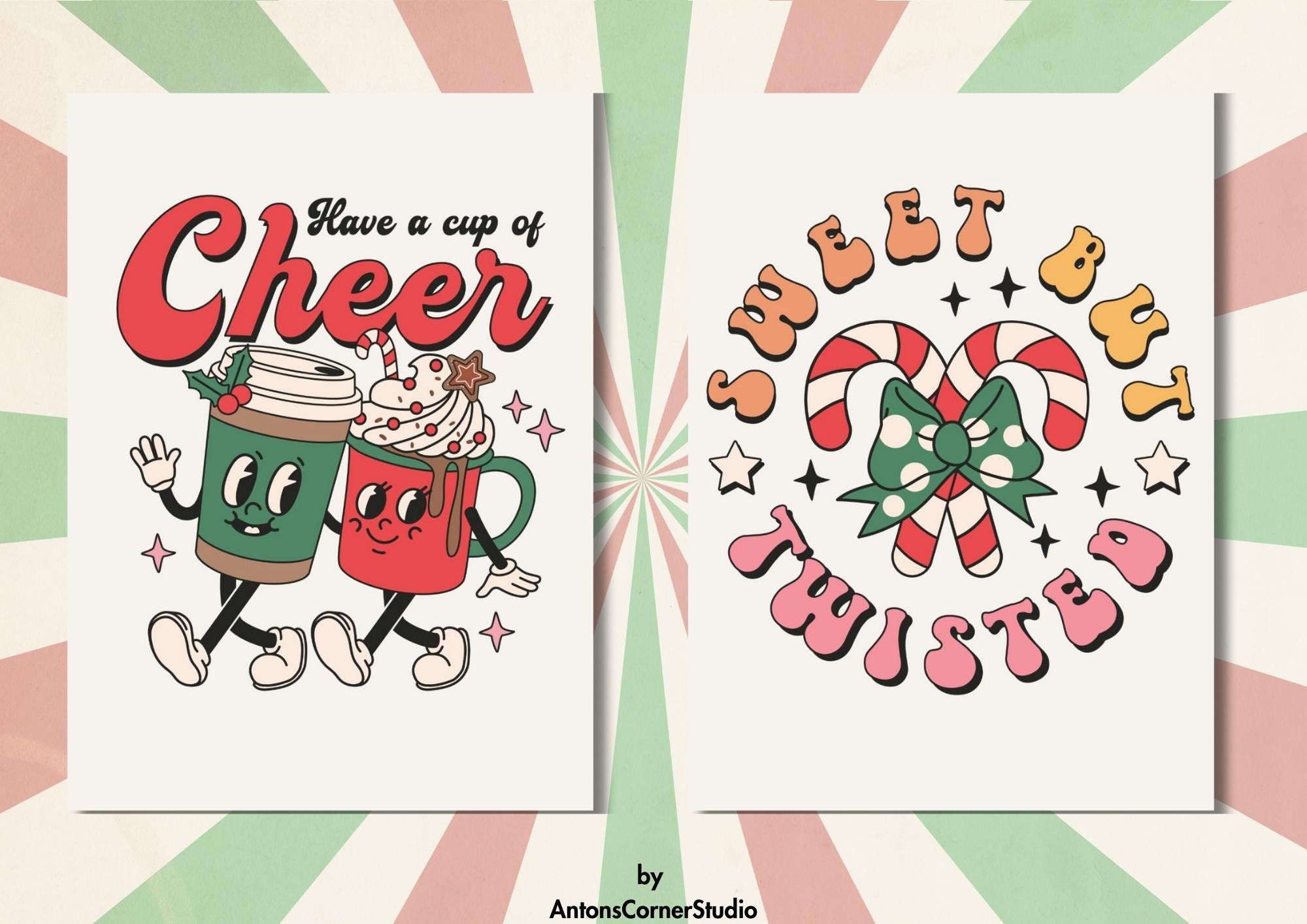 Retro Christmas Cards Printable Pack for Greetings and - Etsy