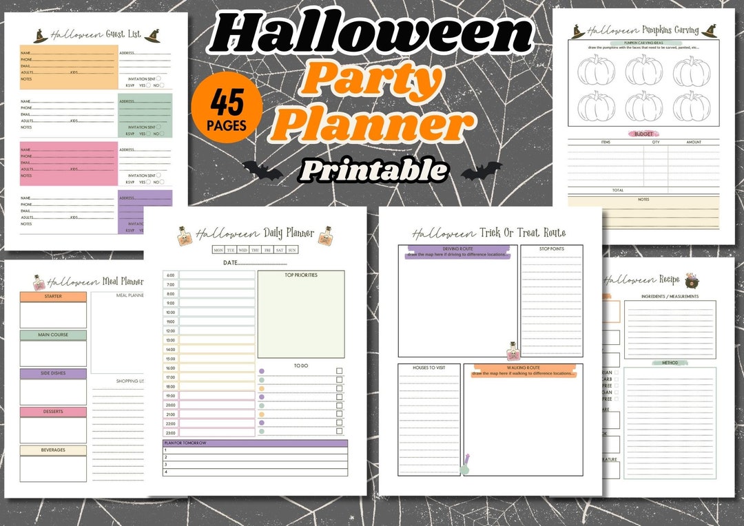 Halloween Party Planner Printable US Letter Schedule - Etsy