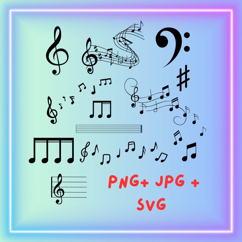 Music Notes SVG PNG JPG Instant Download Music Notes Clipart, Music ...