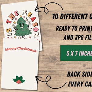 Retro Christmas Cards Printable Pack for Greetings and Invitation 10 ...