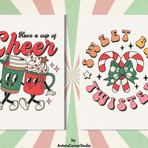Retro Christmas Cards Printable Pack for Greetings and Invitation 10 ...