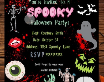 Editable Halloween Party Invitation | Self-edit With Canva | Spooky ...