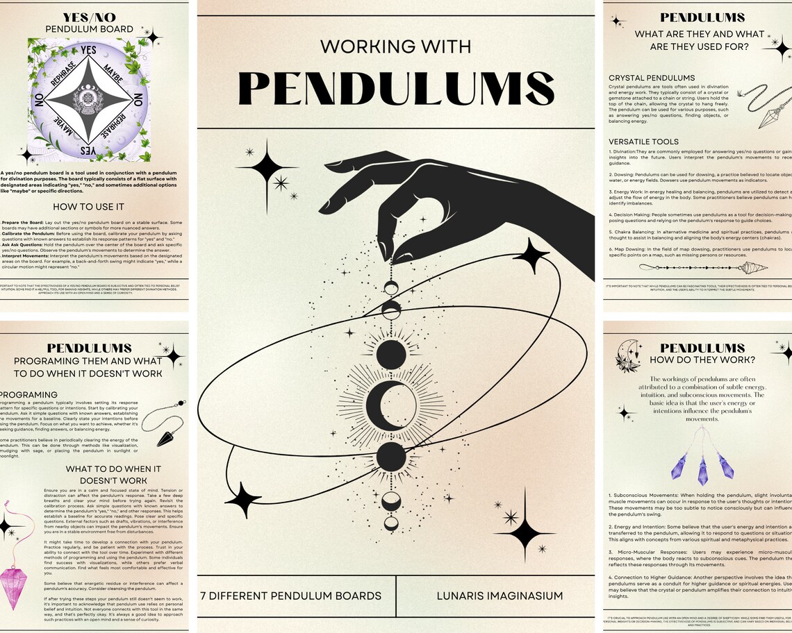 Working With Pendulums Guide and Seven Different Printable Boards - Etsy