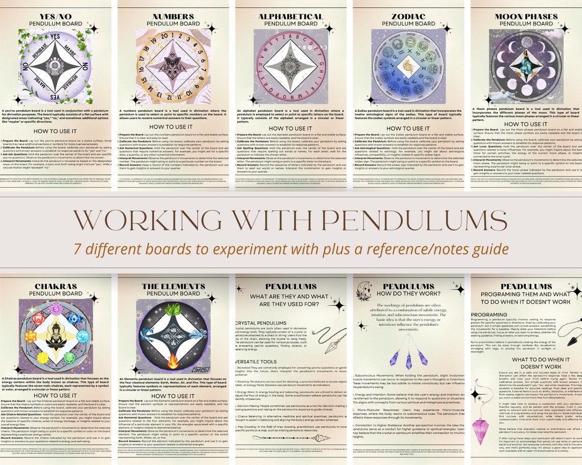 Working With Pendulums Guide and Seven Different Printable Boards - Etsy