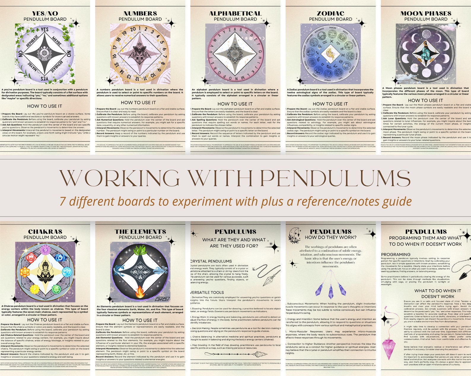 Working With Pendulums Guide and Seven Different Printable Boards - Etsy