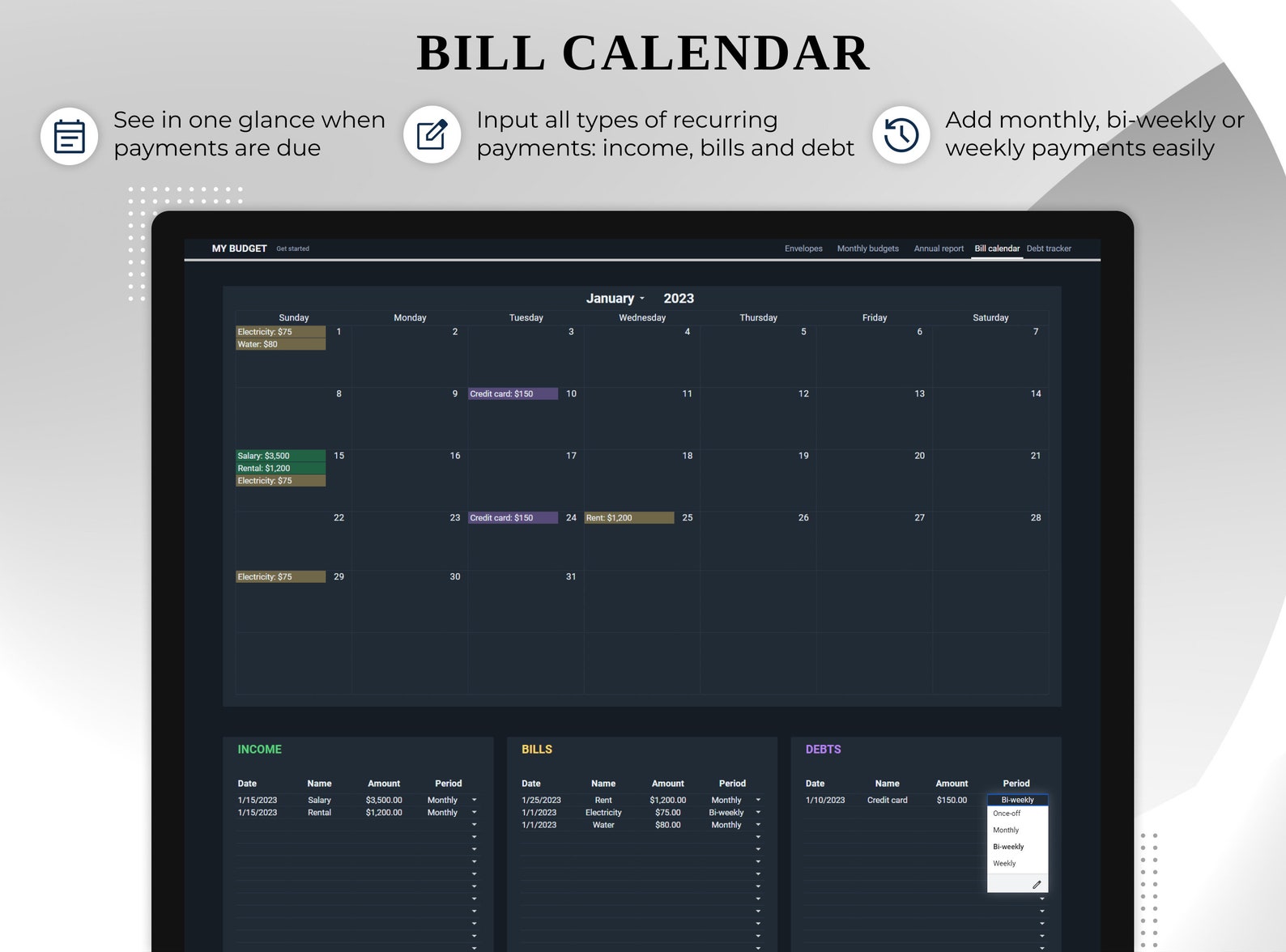 Annual & Monthly Budget Planner, Google Sheet Spreadsheet, Personal ...