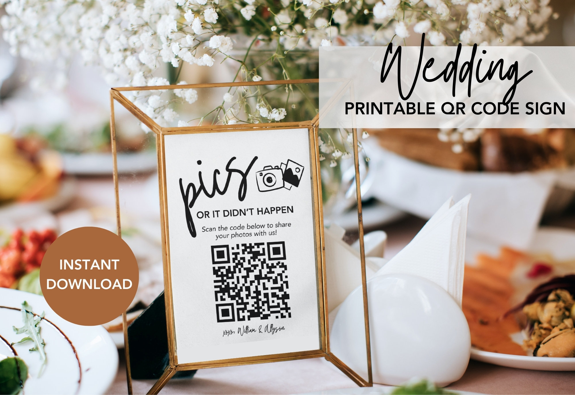 Wedding QR Code Sign, Wedding Sign, Wedding Photo Sign, Instant ...