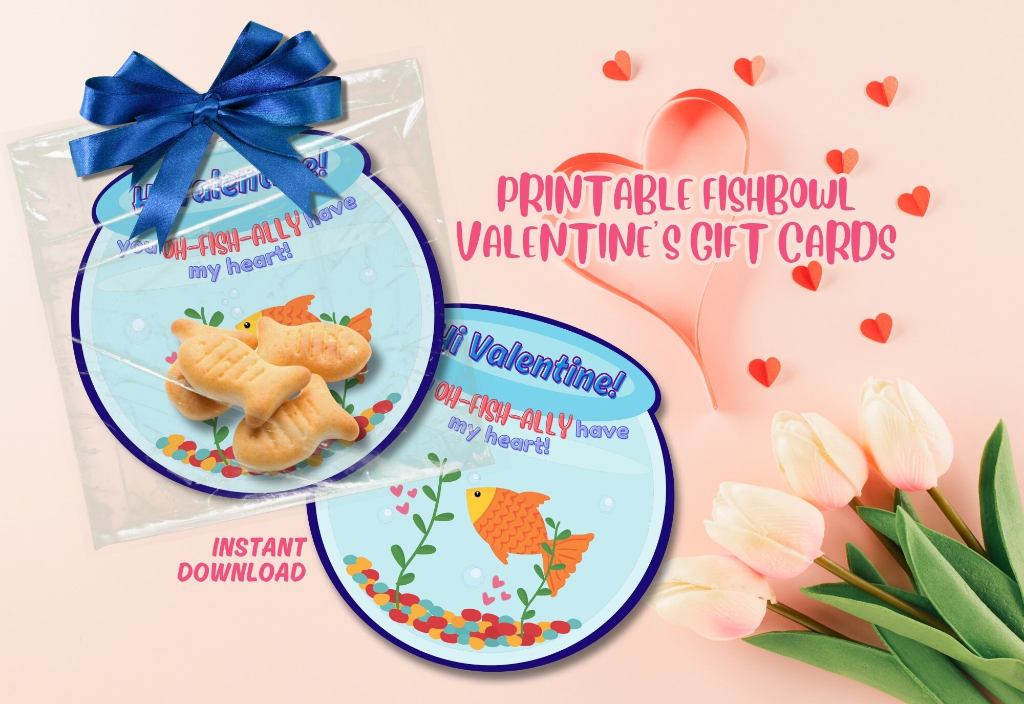 Fish Valentine's, Printable Valentines, Class Valentine Hand Out, Fish ...