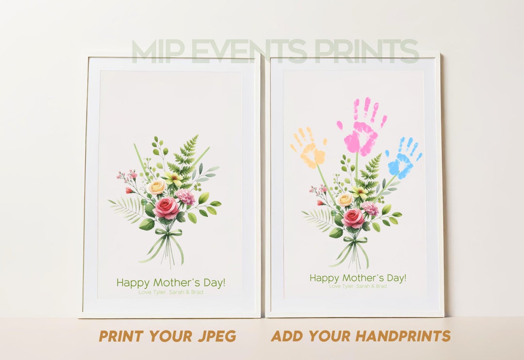 Mother's Day Craft Handprint Art, Birthday Activity, Floral Bouquet ...
