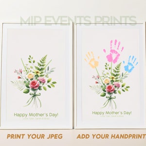 Mother's Day Craft Handprint Art, Birthday Activity, Floral Bouquet ...