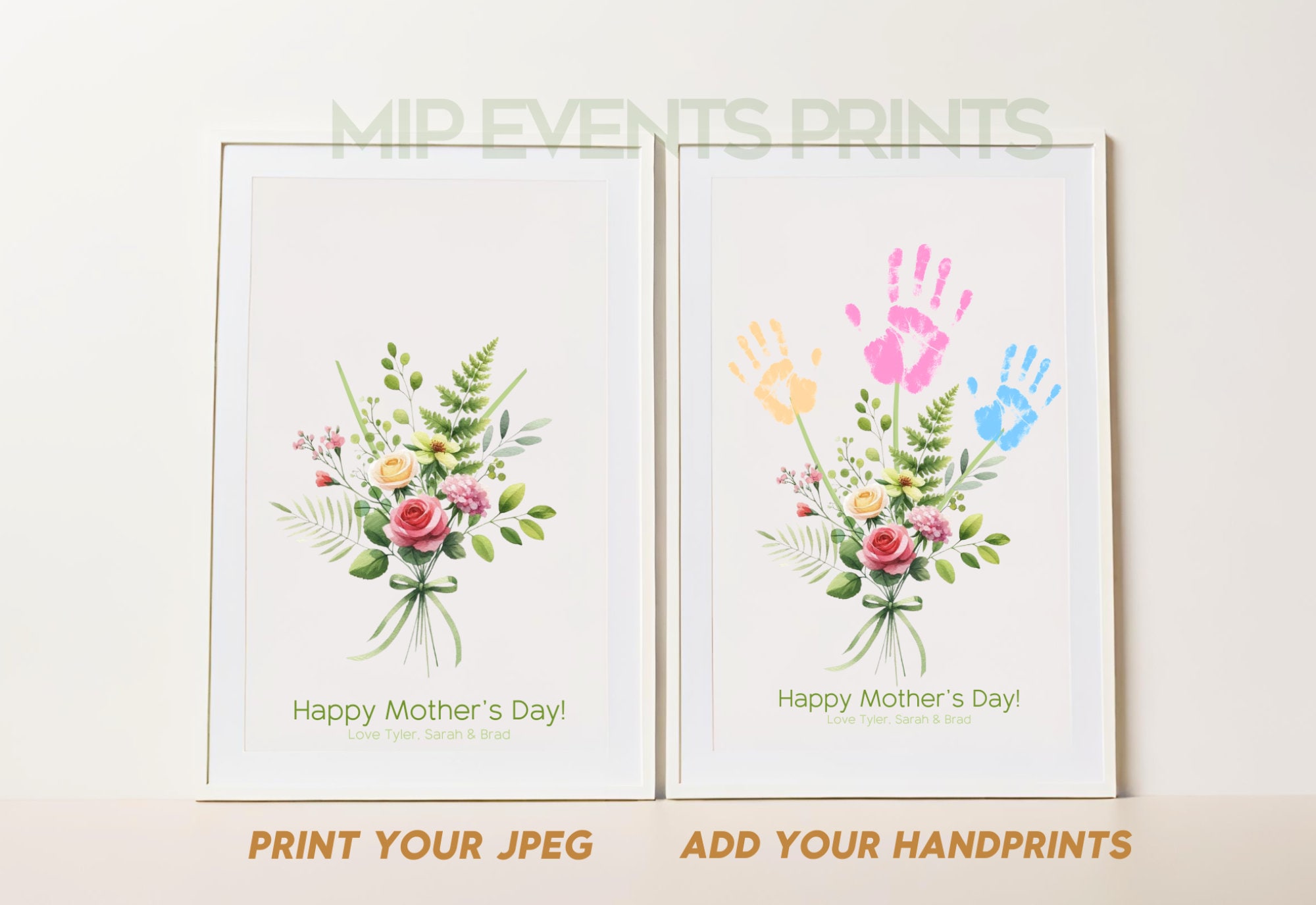 Mother's Day Craft Handprint Art, Birthday Activity, Floral Bouquet ...