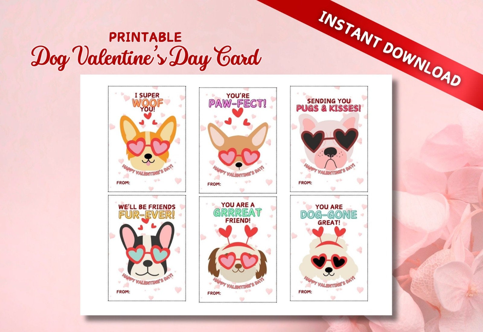 Printable Dog Valentine's Day Cards, Valentine's Day Gift Tags ...
