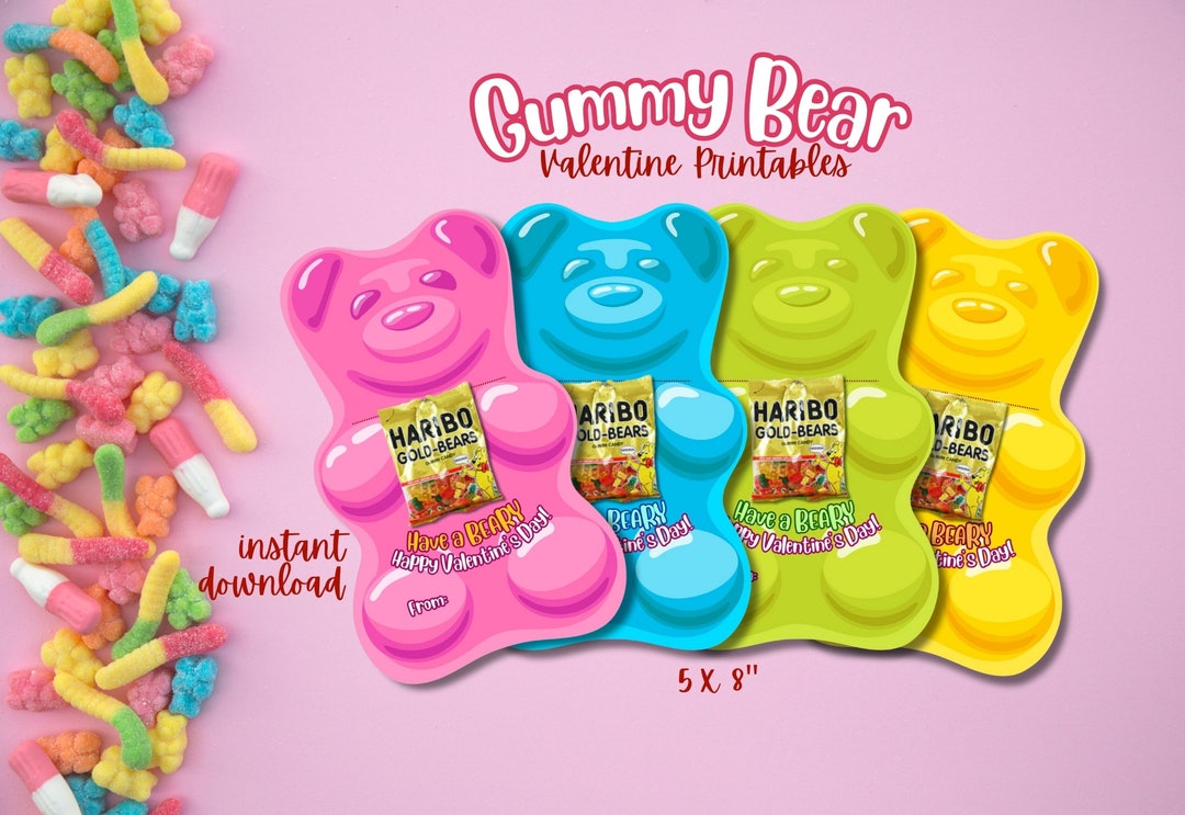 Gummy Bears Valentine's Day Cards, Printable Cute Bear Kids Valentines ...