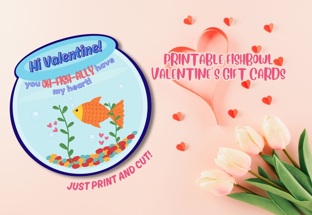 Fish Valentine's, Printable Valentines, Class Valentine Hand Out, Fish ...
