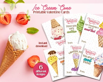 Printable Ice Cream Coloring Valentine's Day Card, Cute Ice Cream ...