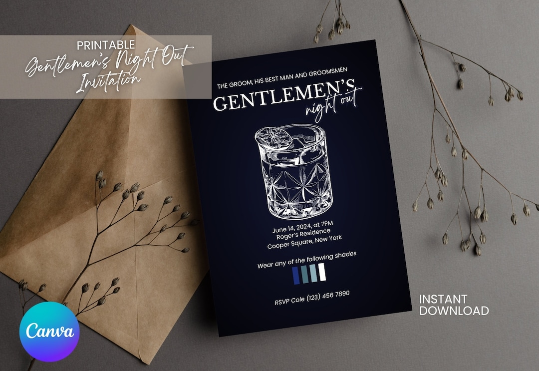 Gentleman’s Party Invitation, Bachelor Party Invitation Templates, Stag ...
