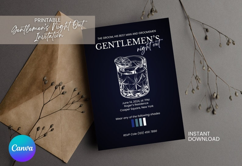 Gentleman’s Party Invitation, Bachelor Party Invitation Templates, Stag ...