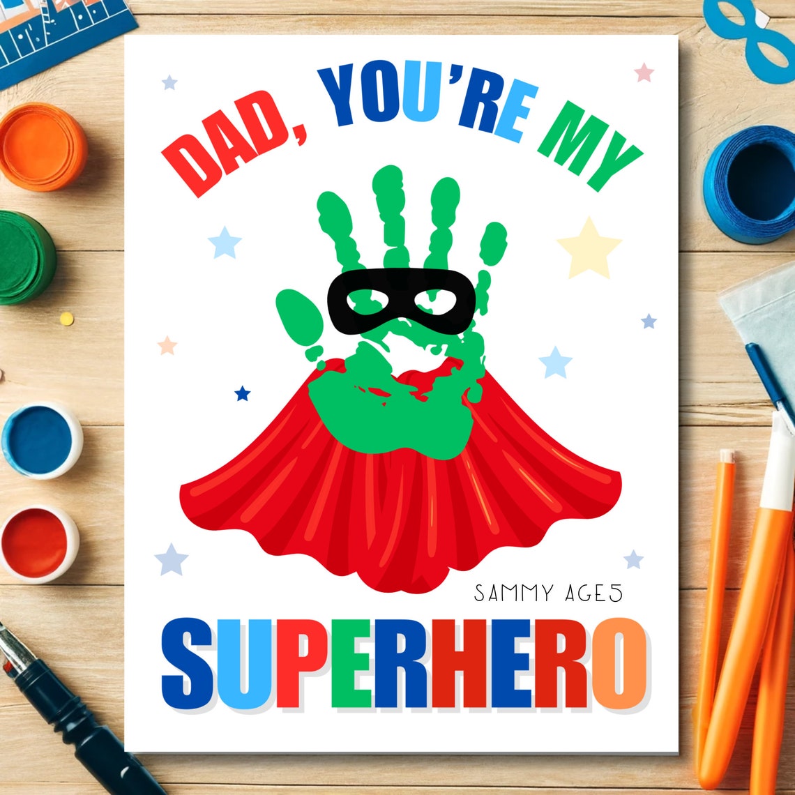 Superhero Handprint Father's Day Craft | Printable DIY Keepsake ...