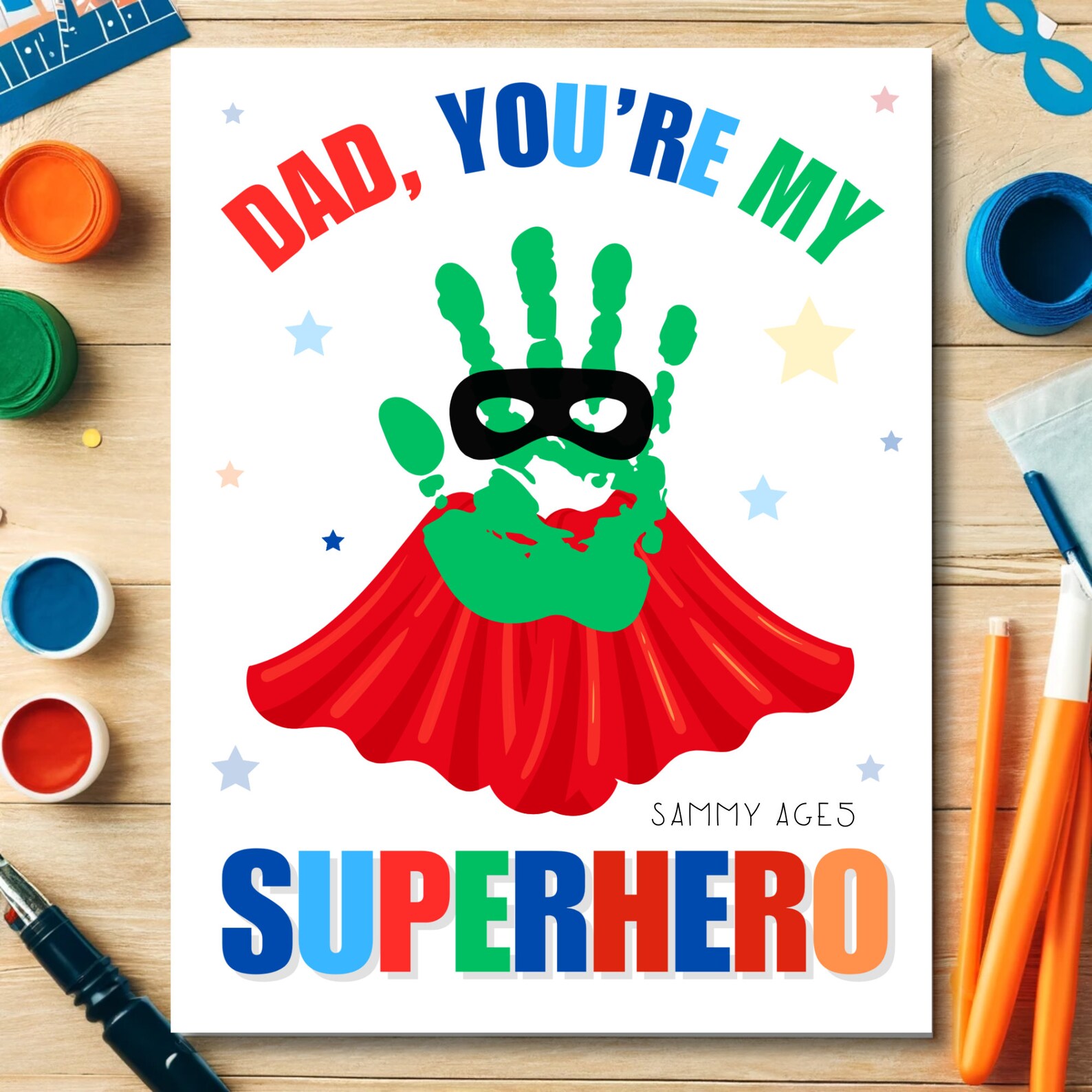 Superhero Handprint Father's Day Craft | Printable DIY Keepsake ...