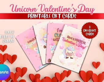 Printable Unicorn Valentine's Day Cards, Classroom Valentine's Day ...
