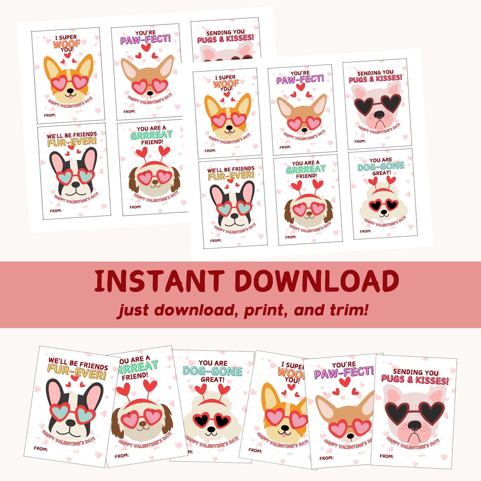Printable Dog Valentine's Day Cards, Valentine's Day Gift Tags ...