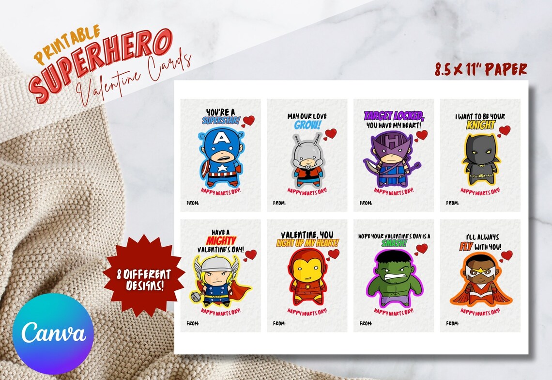 Superhero Valentine's Day Cards, Kids Exchange School, Classroom ...