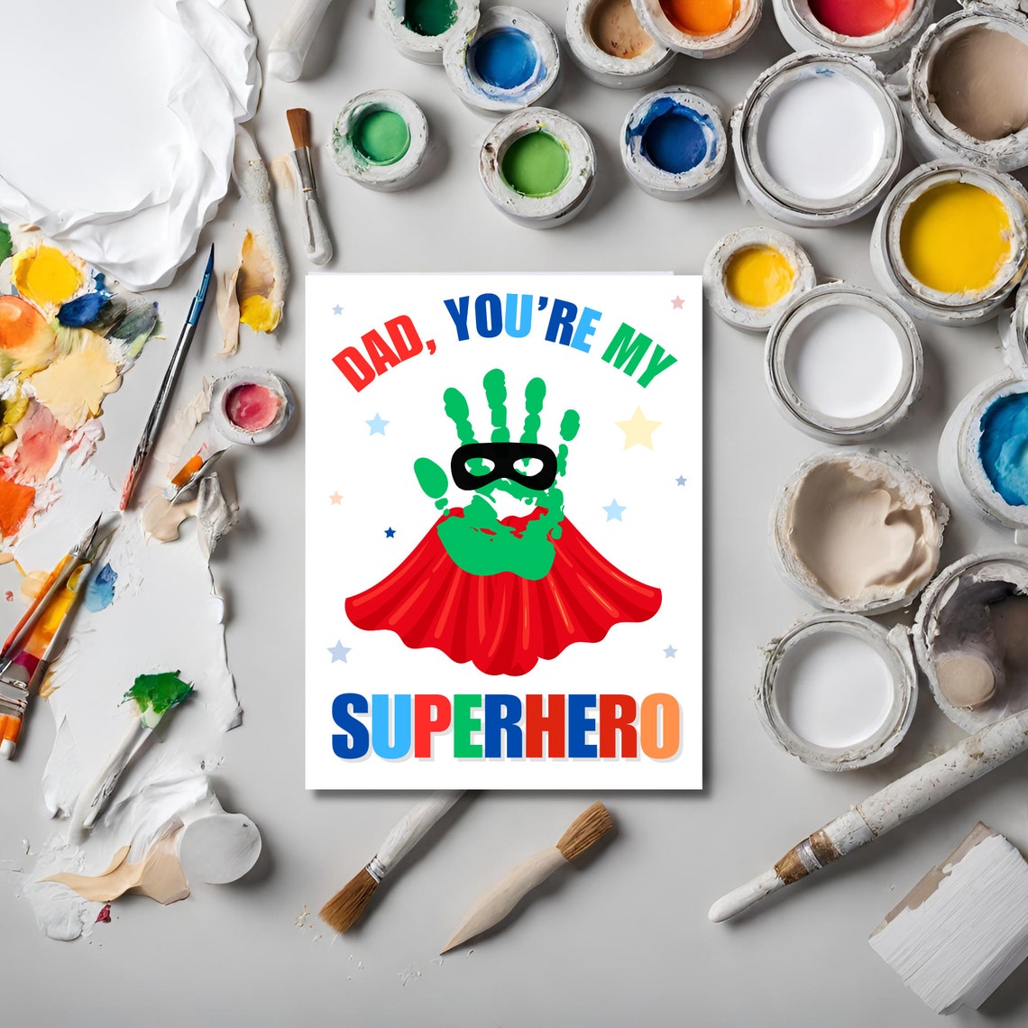 Superhero Handprint Father's Day Craft | Printable DIY Keepsake ...