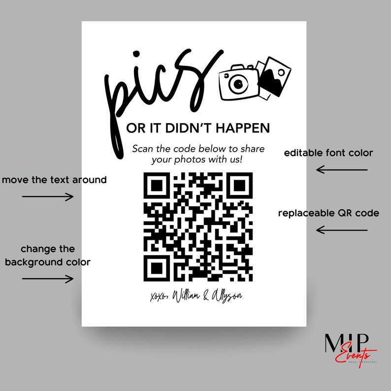 Wedding QR Code Sign, Wedding Sign, Wedding Photo Sign, Instant ...