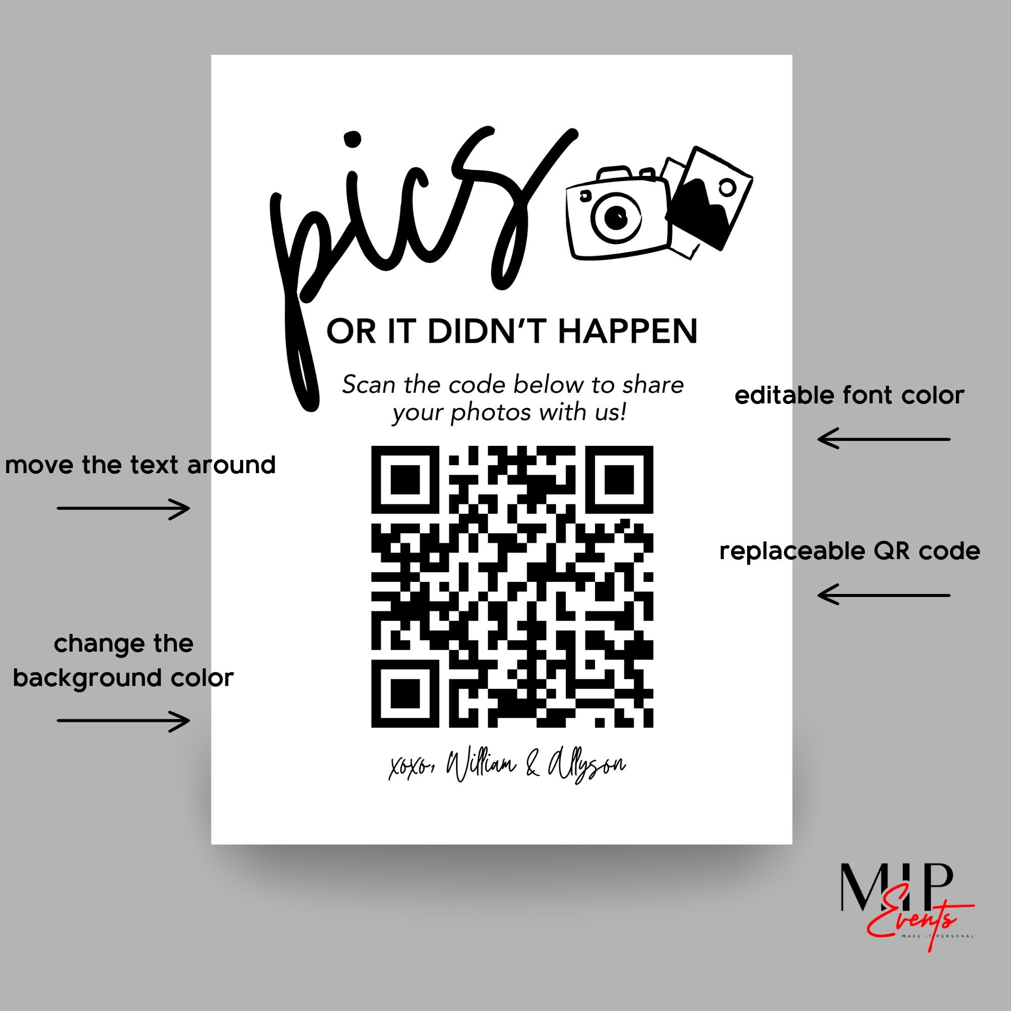 Wedding QR Code Sign, Wedding Sign, Wedding Photo Sign, Instant ...