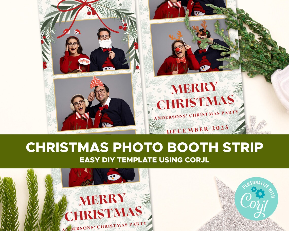 Holiday Photo Booth Template 2x6 Strip, Christmas Photo Booth Template ...