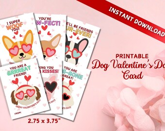 Printable Dog Valentine's Day Cards, Classroom Valentine's Day Cards ...