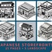 Japanese Storefronts Coloring, Isometric Japanese Storefronts ...