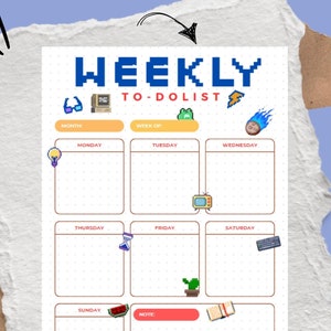 Pixel Art Planner, Weekly Planner, Digital Planner, Printable Planner ...