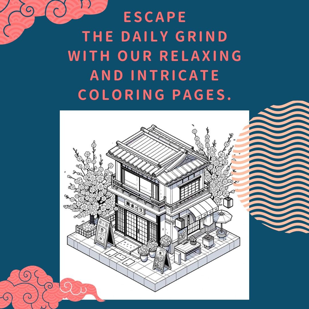 Japanese Storefronts Coloring, Isometric Japanese Storefronts ...