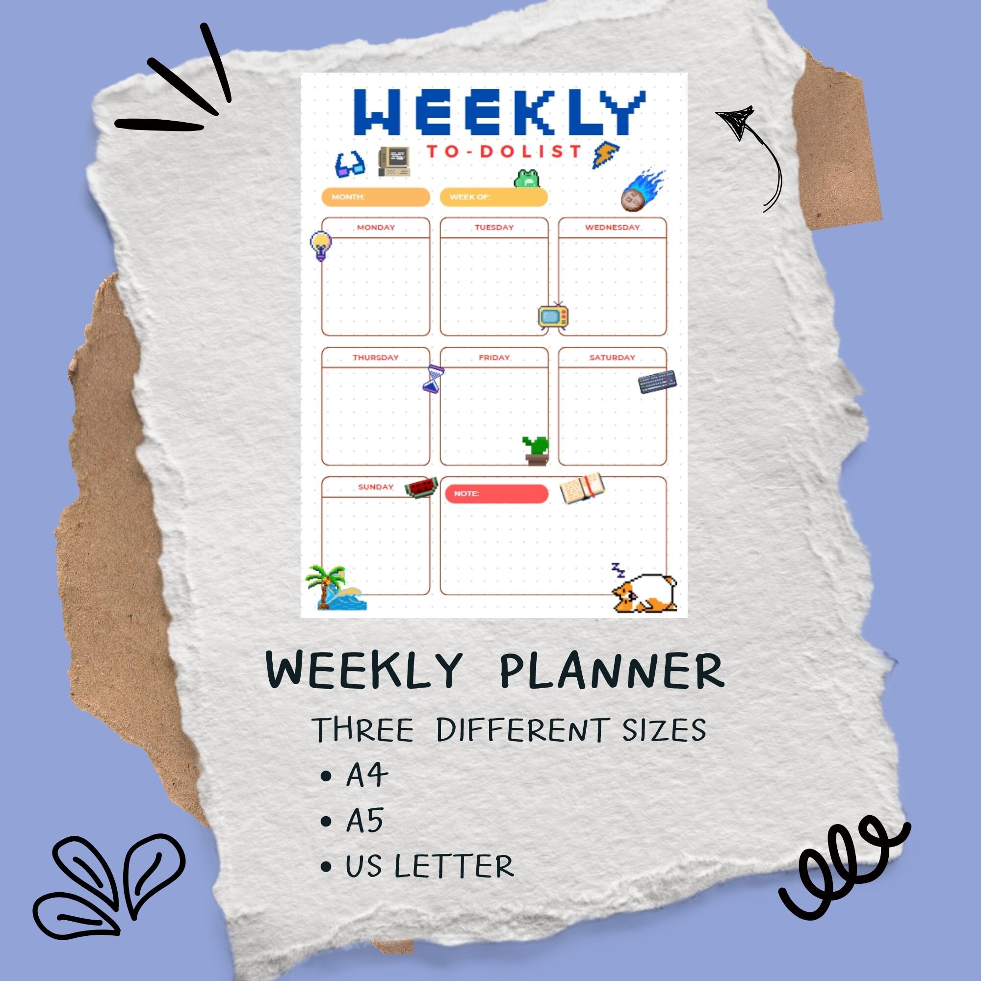 Pixel Art Planner, Weekly Planner, Digital Planner, Printable Planner ...