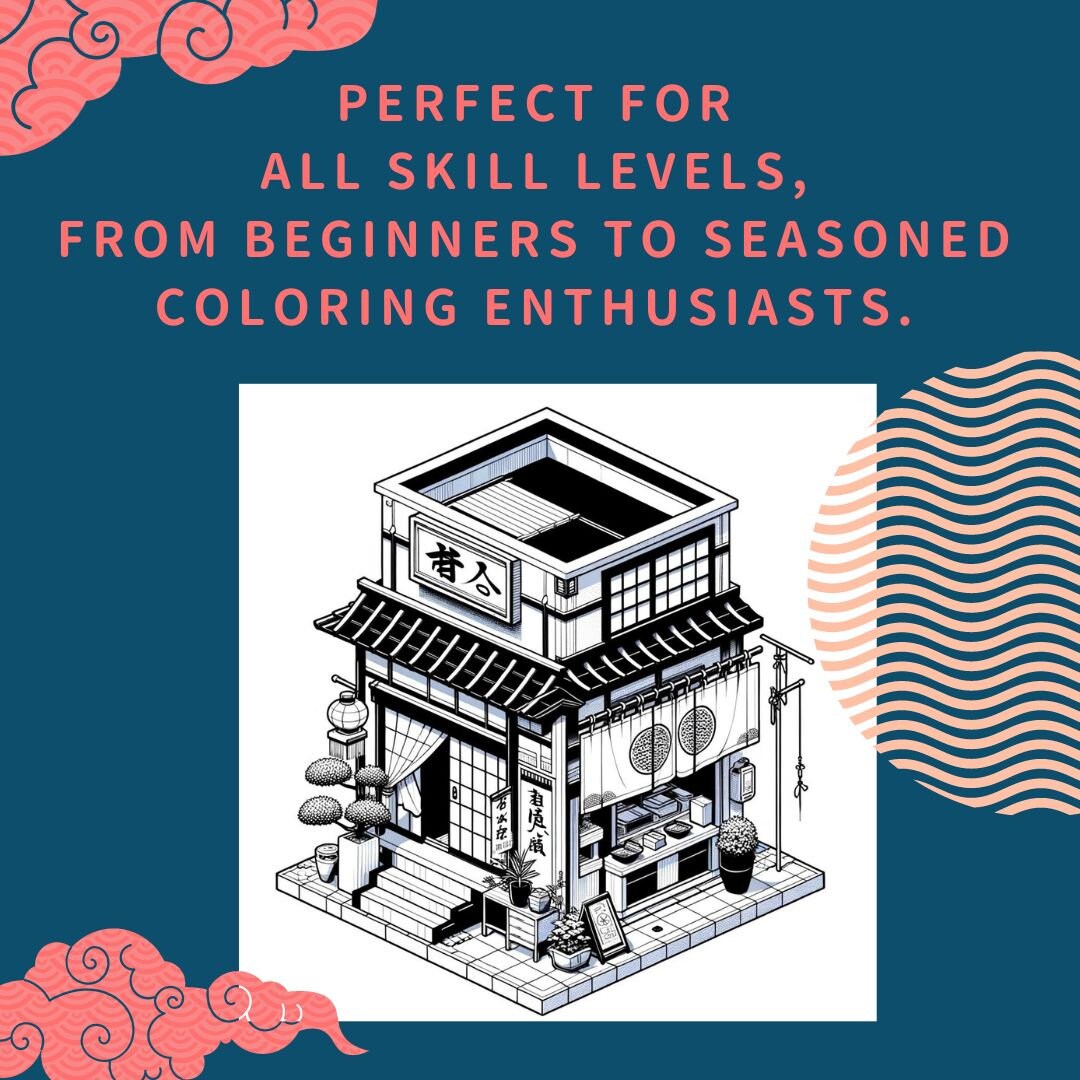 Japanese Storefronts Coloring, Isometric Japanese Storefronts ...