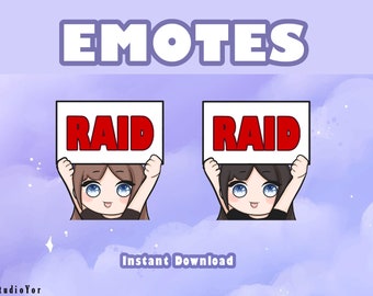 ANIMATED STATIC EMOTE Purple Chibi Raid, Animated Brown Haired Emote ...