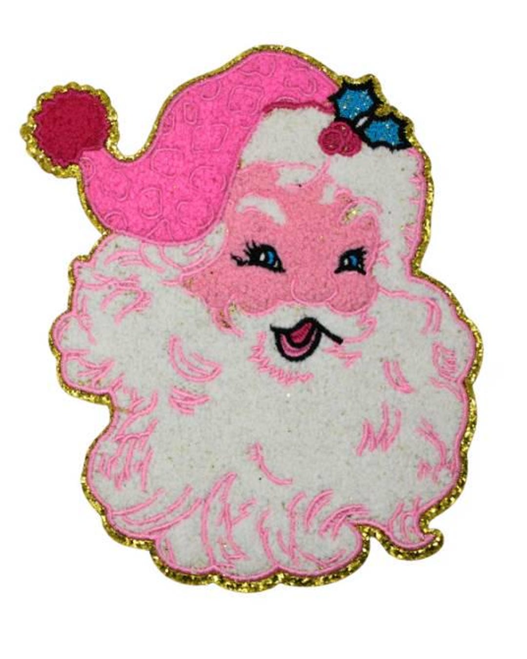Pink Santa Patch large/chenille Santa Patch Christmas Patch Patch Santa ...