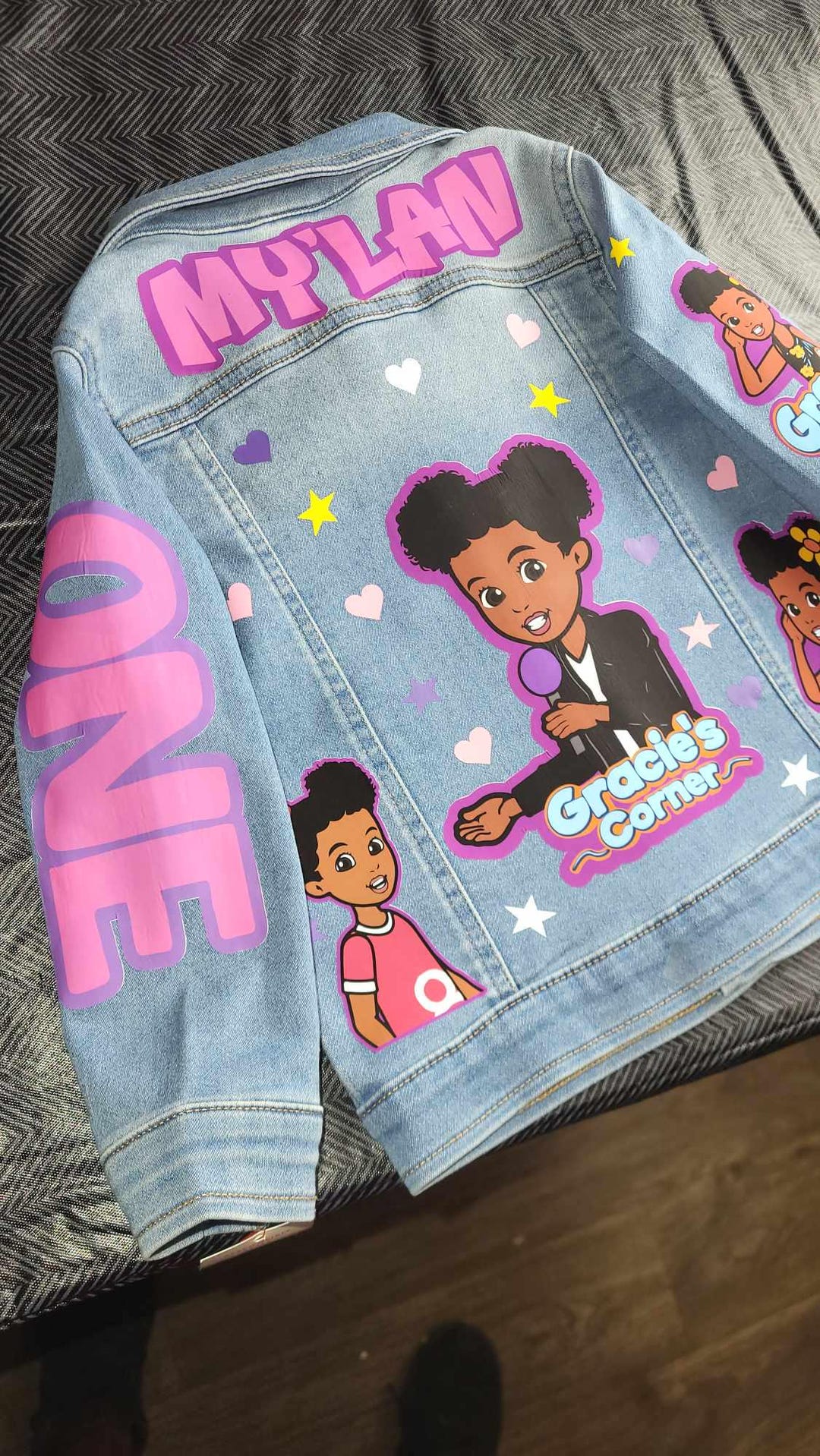 Personalized Kids Denim Jacket | Custom Character, Birthday Gift - Etsy