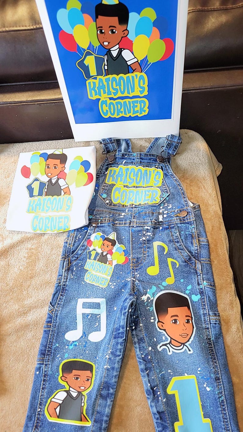 Custom Cartoon Denim Birthday Overalls | Boy Party Theme - Etsy