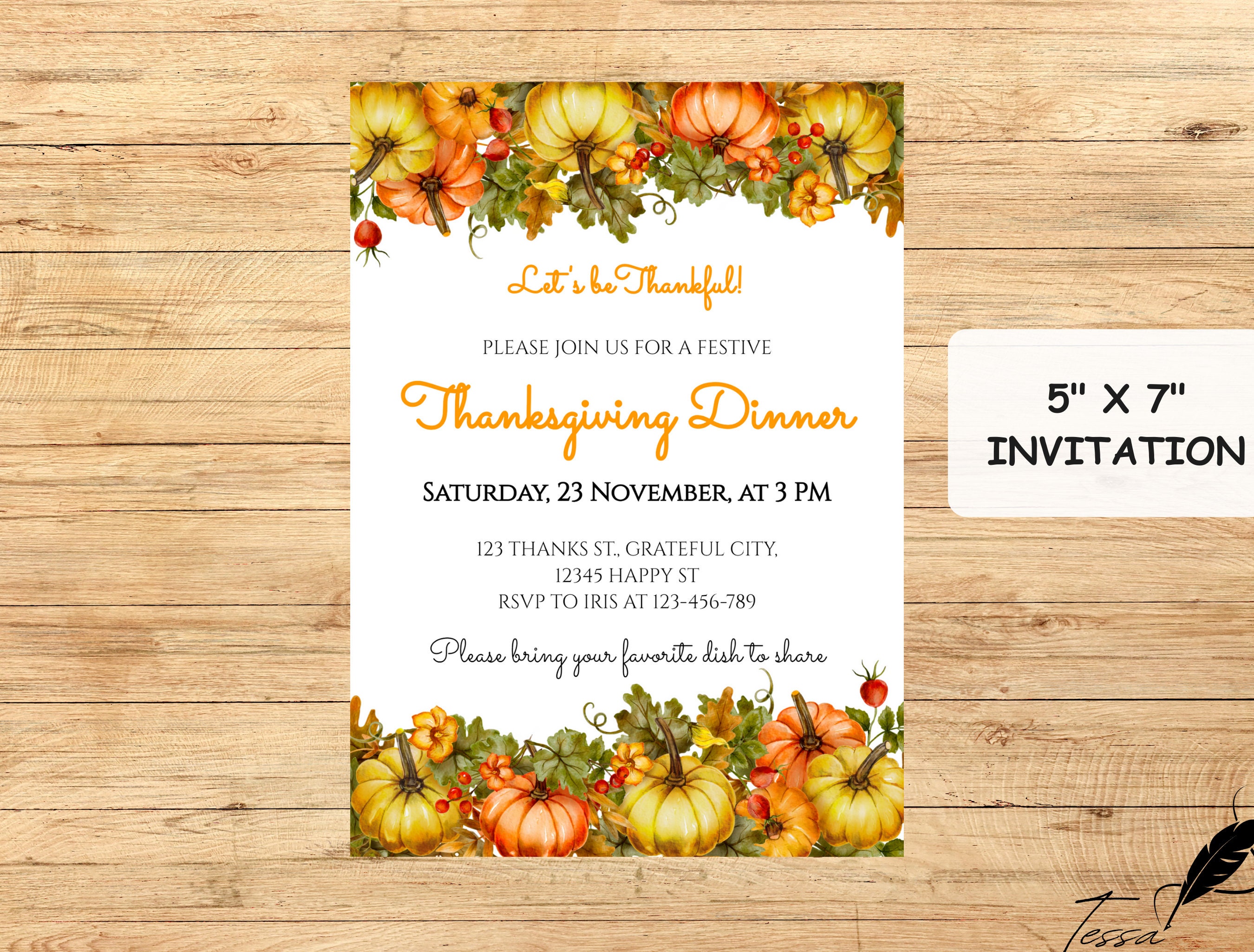 EDITABLE Thanksgiving Invitation Fall Thanksgiving Invite Pumpkins ...
