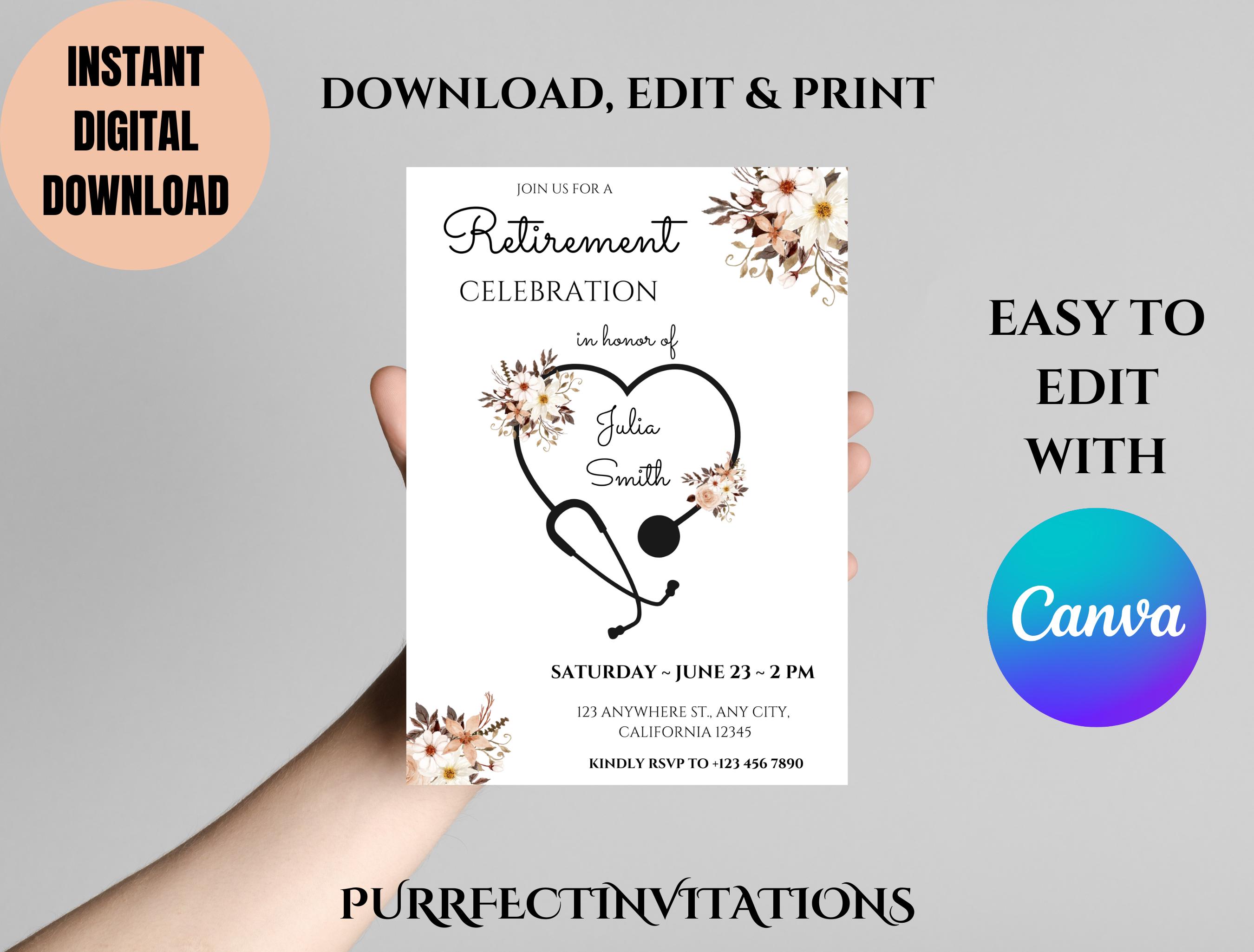 Editable Nurse Retirement Invitation Template (digital Download) - Etsy